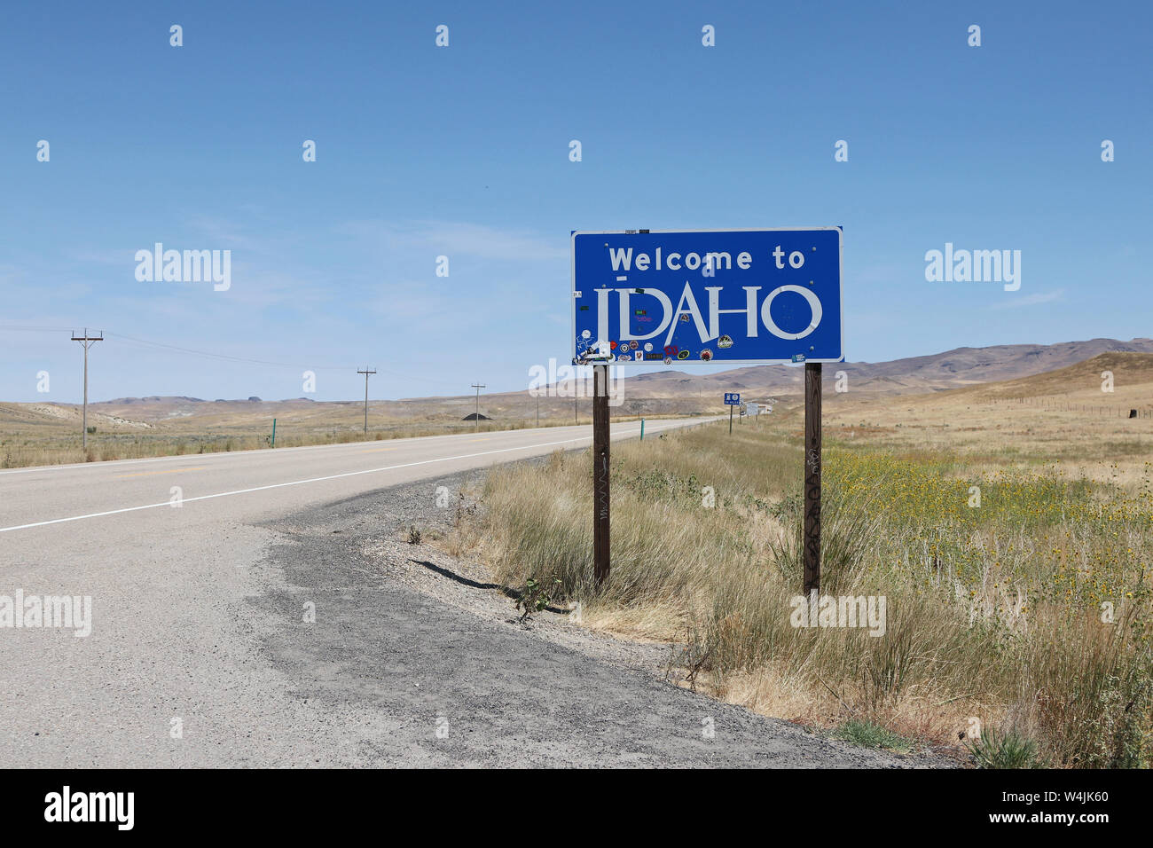 Roadside sign welcome to Idaho Stock Photo - Alamy