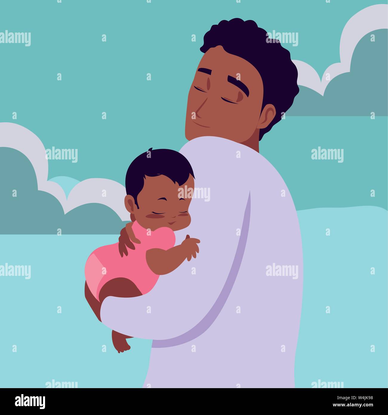 dad carrying his baby in his arms vector illustration Stock Vector ...
