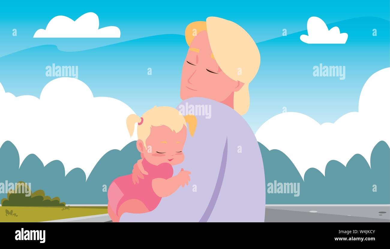 dad carrying his baby girl in arms vector illustration Stock Vector Image & Art - Alamy