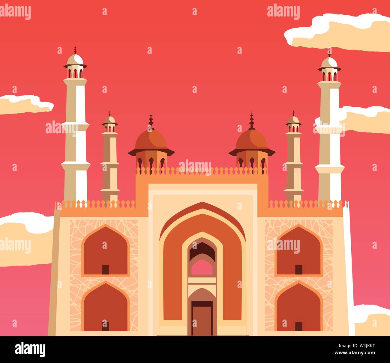 india independence day famous indian monument and landmark vector ...