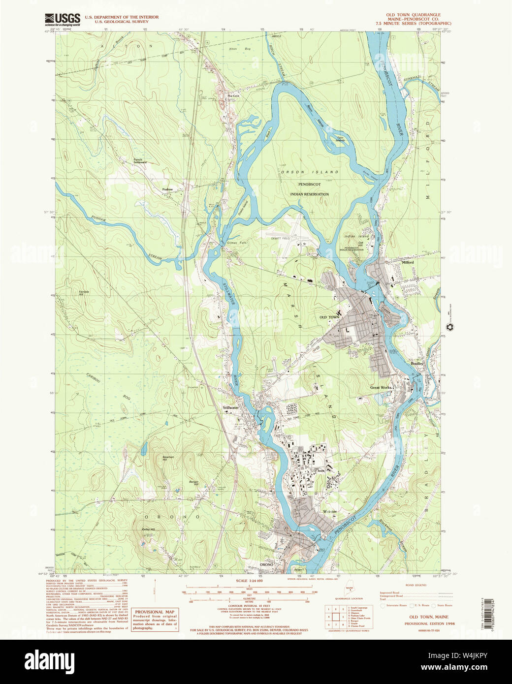Maine USGS Historical Map Old Town 102846 1998 24000 Restoration Stock ...