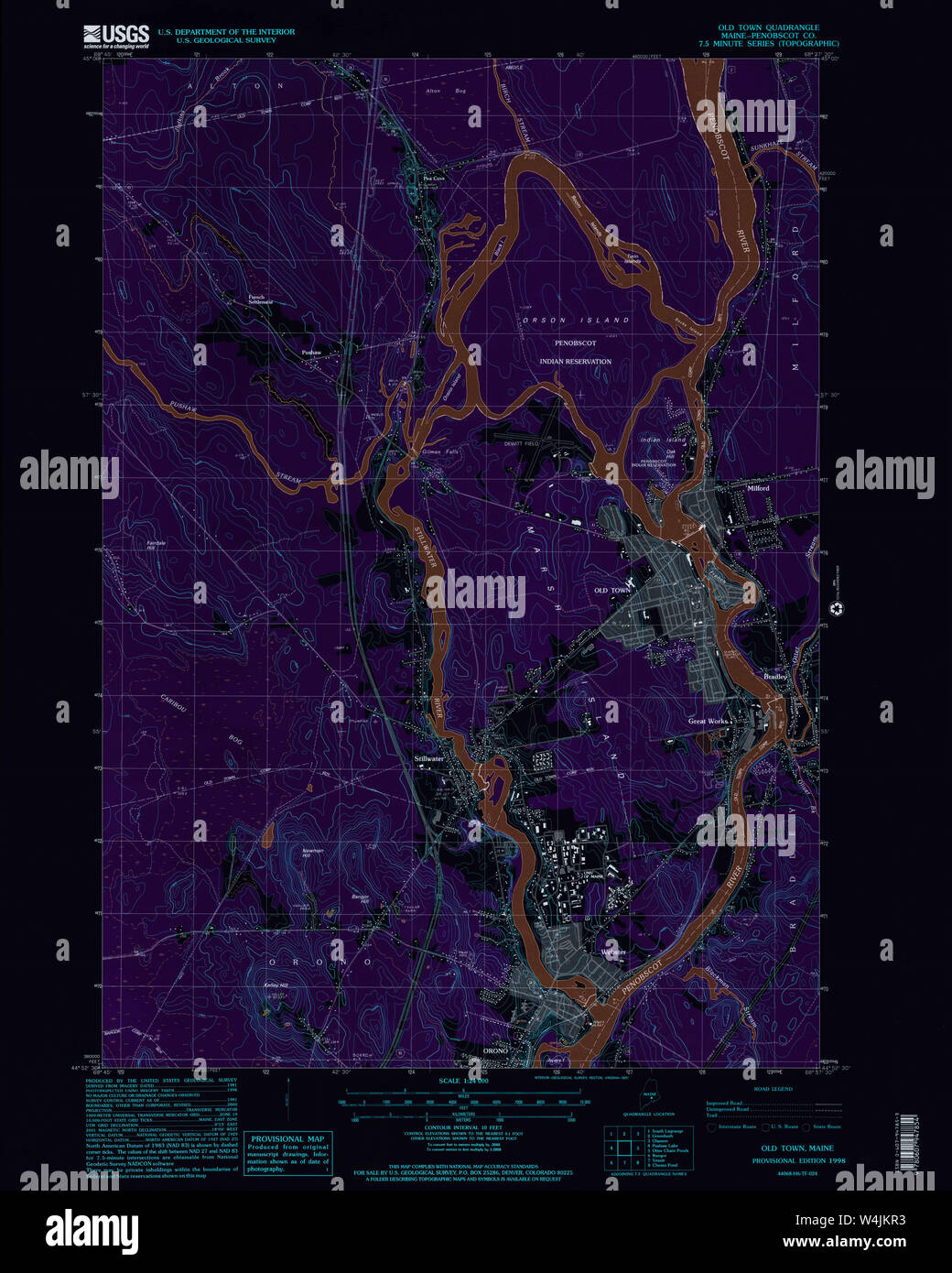 Maine USGS Historical Map Old Town 102846 1998 24000 Inversion ...