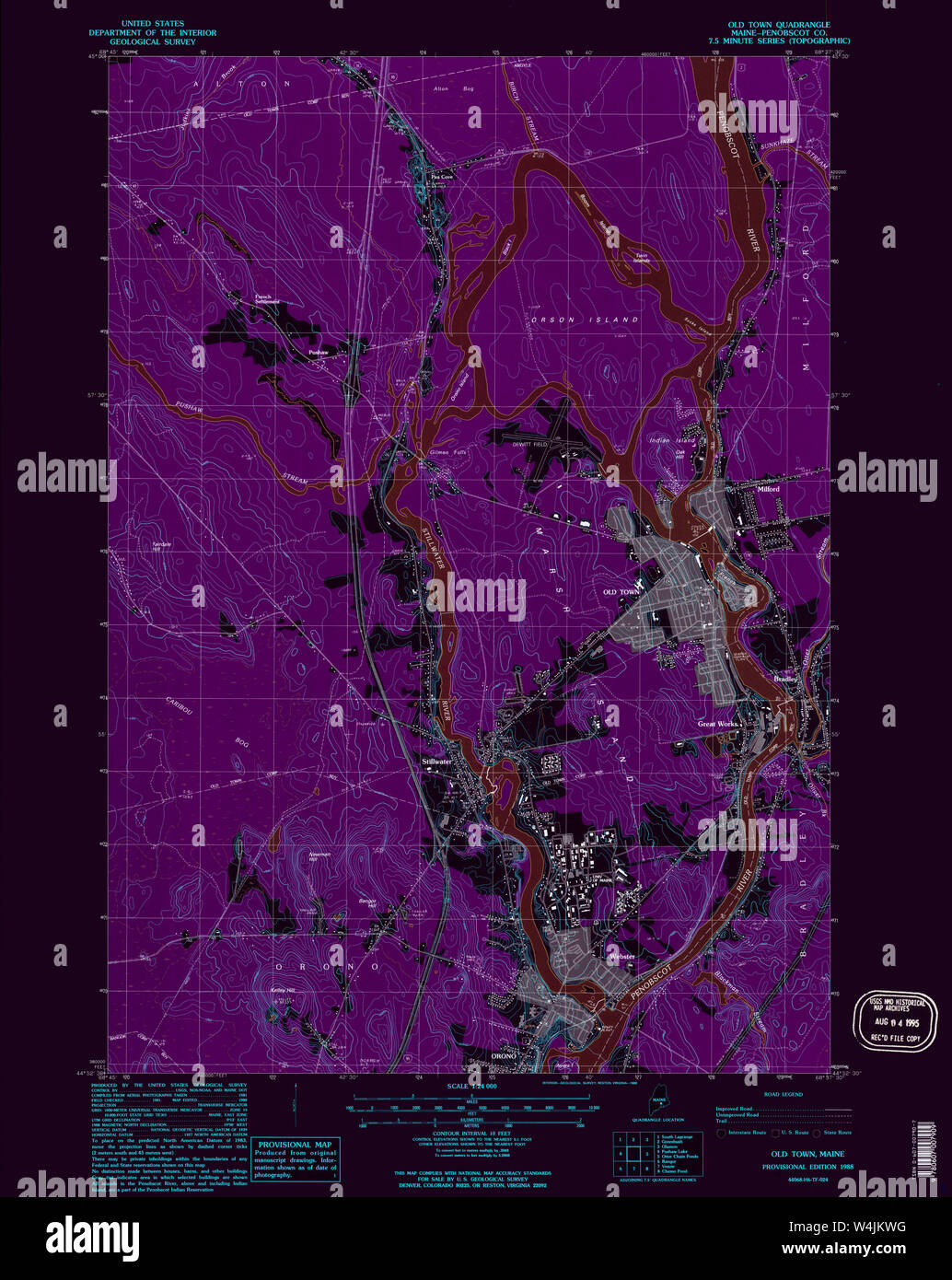 Maine USGS Historical Map Old Town 808145 1988 24000 Inversion ...