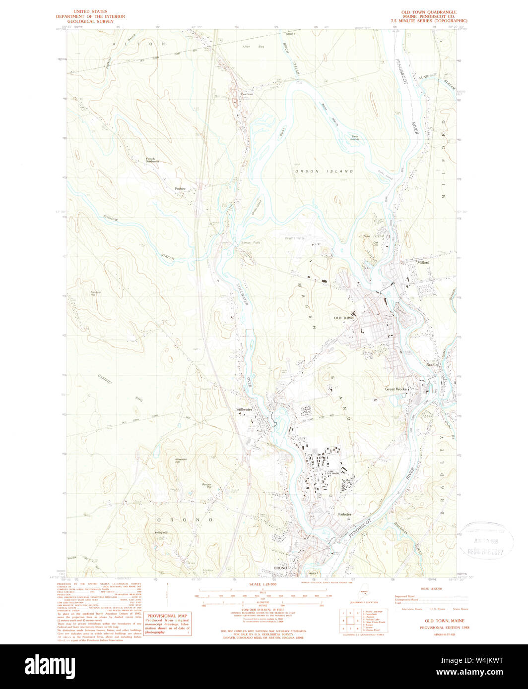 Maine USGS Historical Map Old Town 460702 1988 24000 Restoration Stock ...