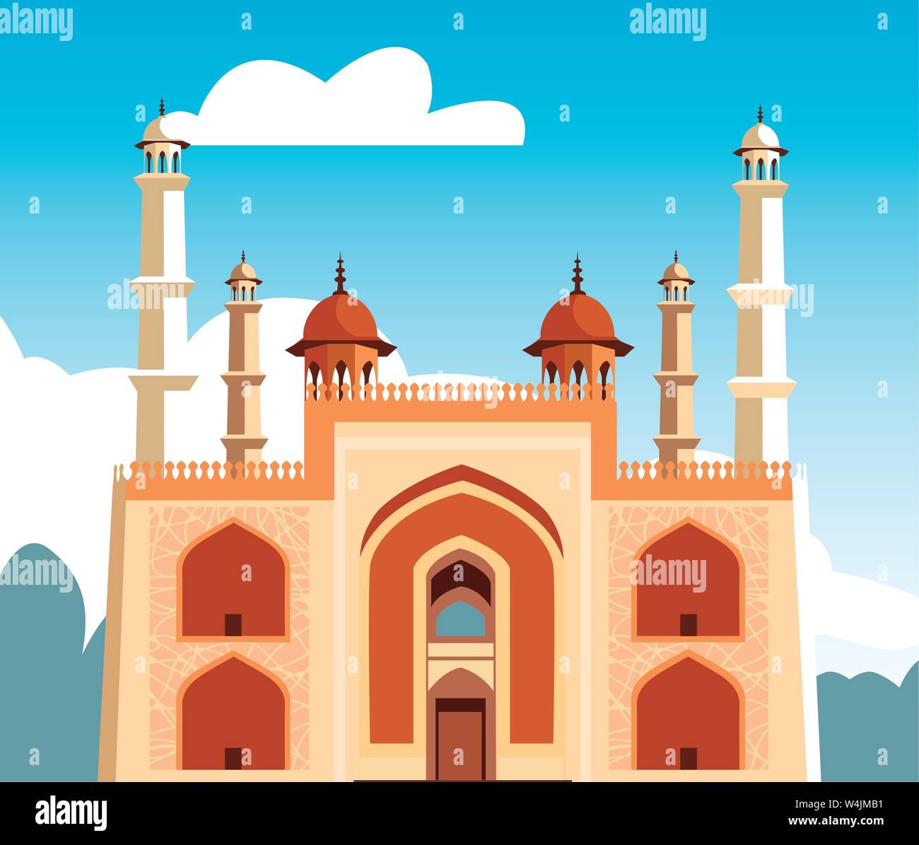 india independence day famous indian monument and landmark vector ...