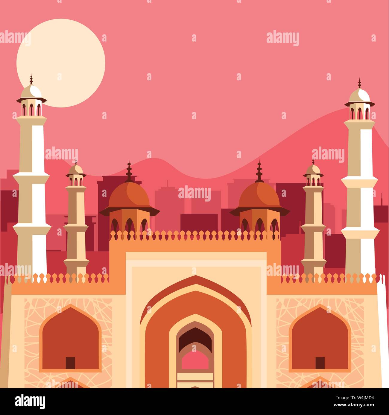 india independence day famous indian monument and landmark vector ...