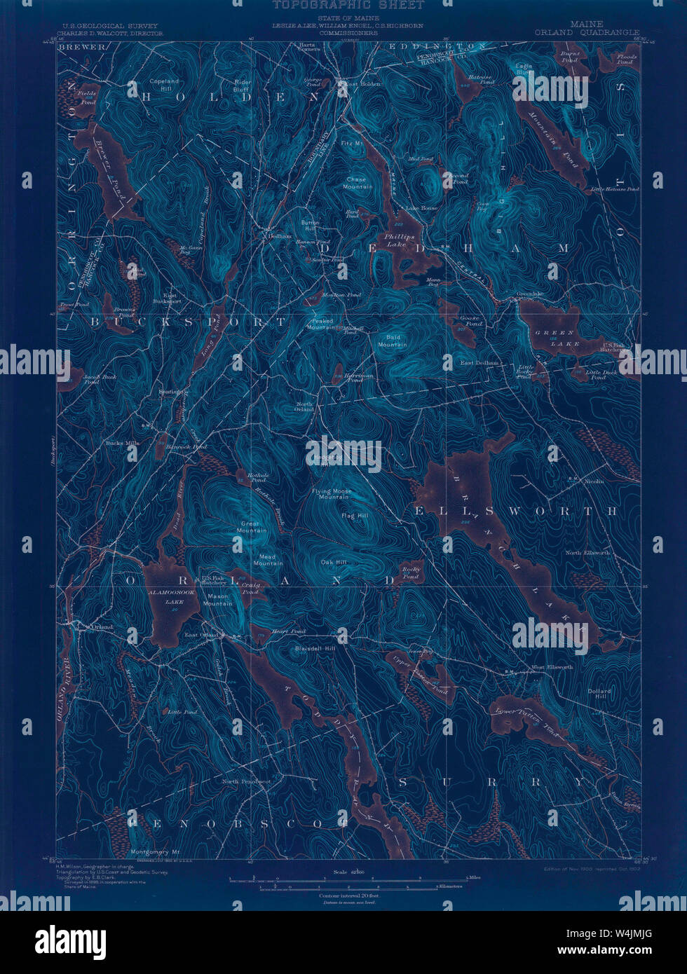 Maine USGS Historical Map Orland 306701 1900 62500 Inversion ...
