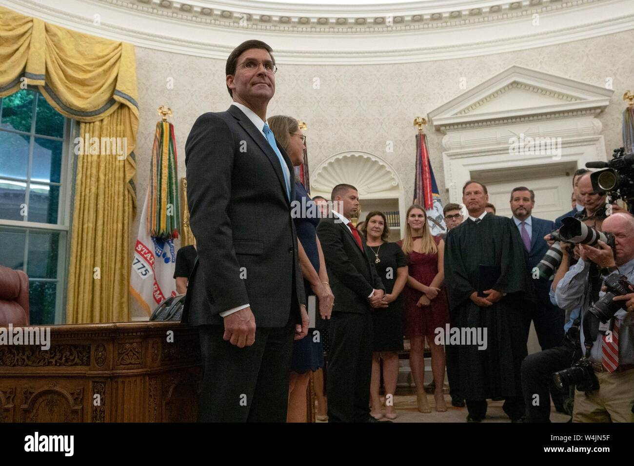 Dr. Mark Esper stands with his wife Leah prior to his swearing in as ...