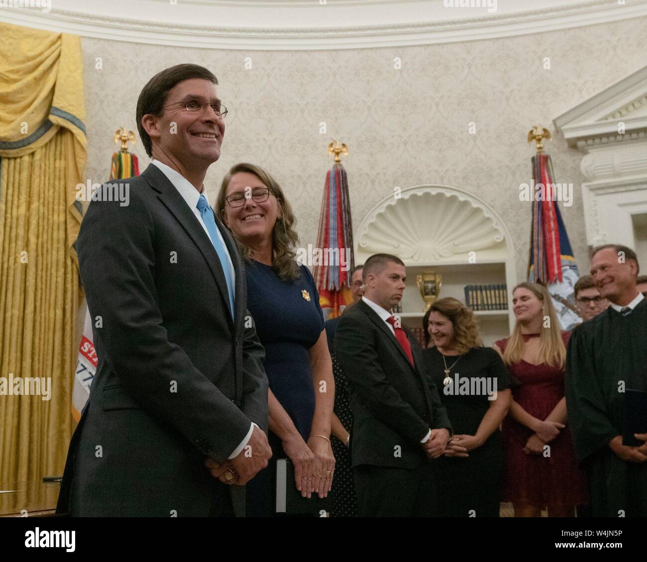 Dr. Mark Esper stands with his wife Leah prior to his swearing in as ...