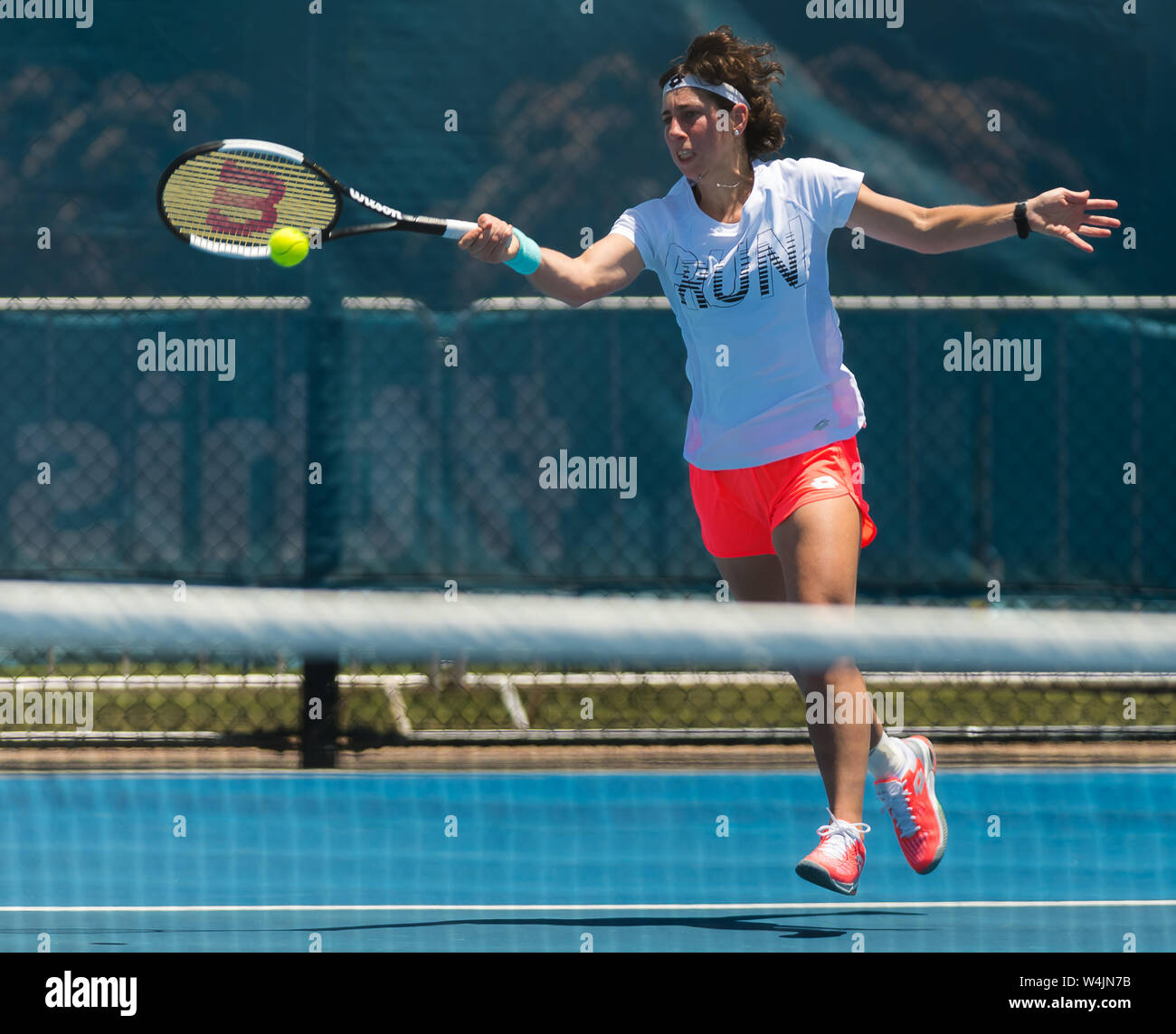 Carla Suarez Navarro of Spain practices ahead of the 2019 Brisbane ...