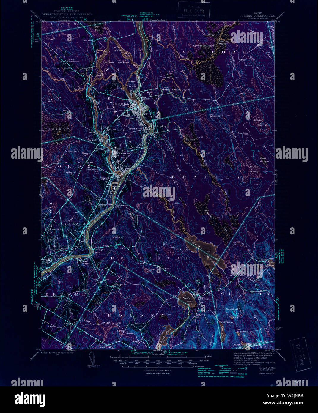Maine USGS Historical Map Orono 460718 1946 62500 Inversion Restoration ...