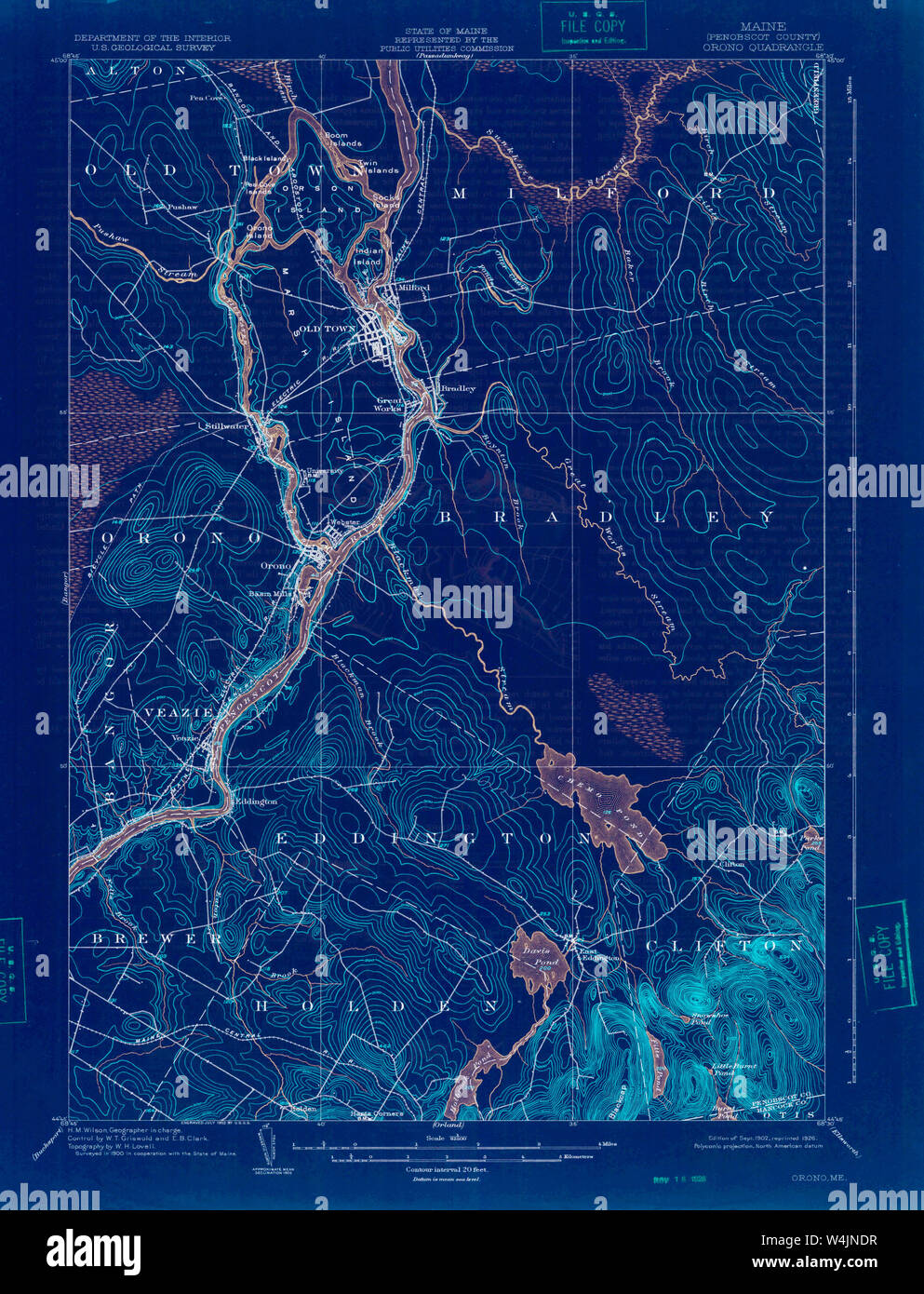 Maine USGS Historical Map Orono 807603 1902 62500 Inversion Restoration ...
