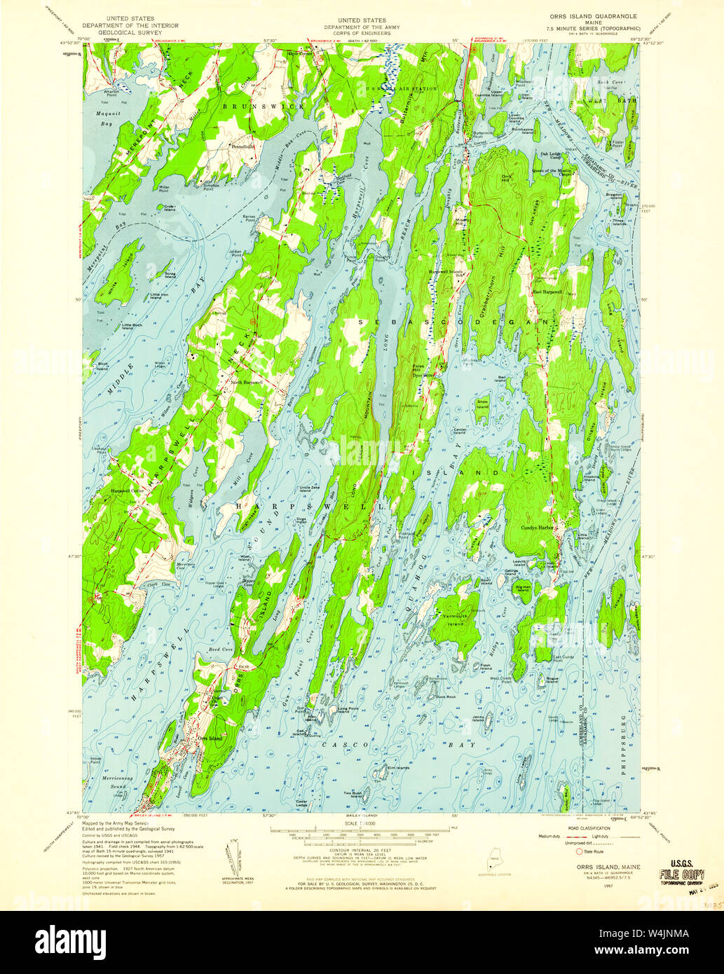 Maine USGS Historical Map Orrs Island 807004 1957 24000 Restoration ...