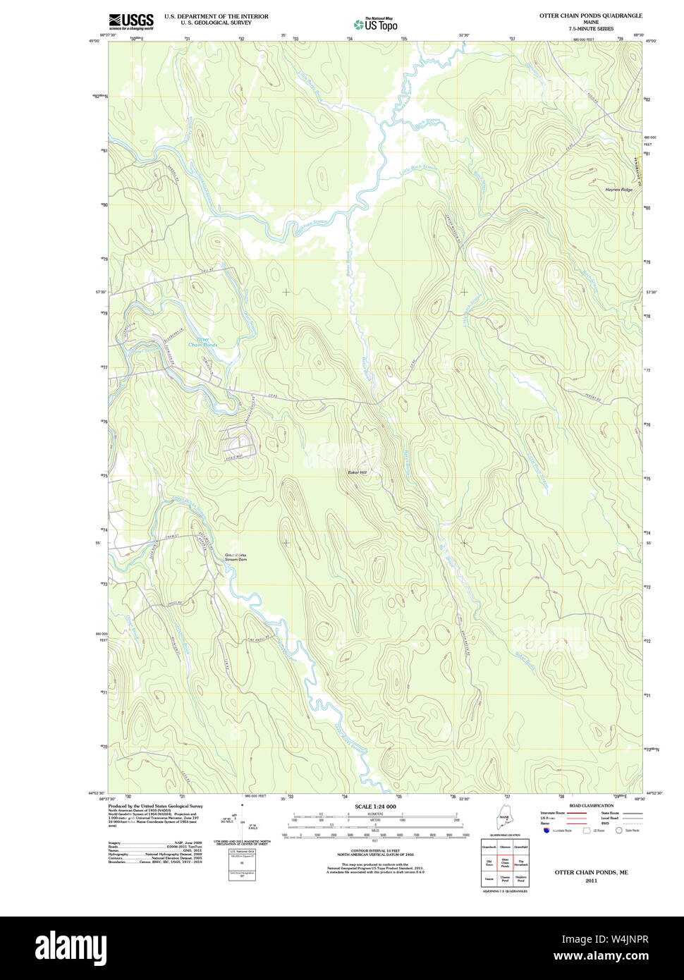 Maine USGS Historical Map Otter Chain Ponds 20110909 TM Restoration ...
