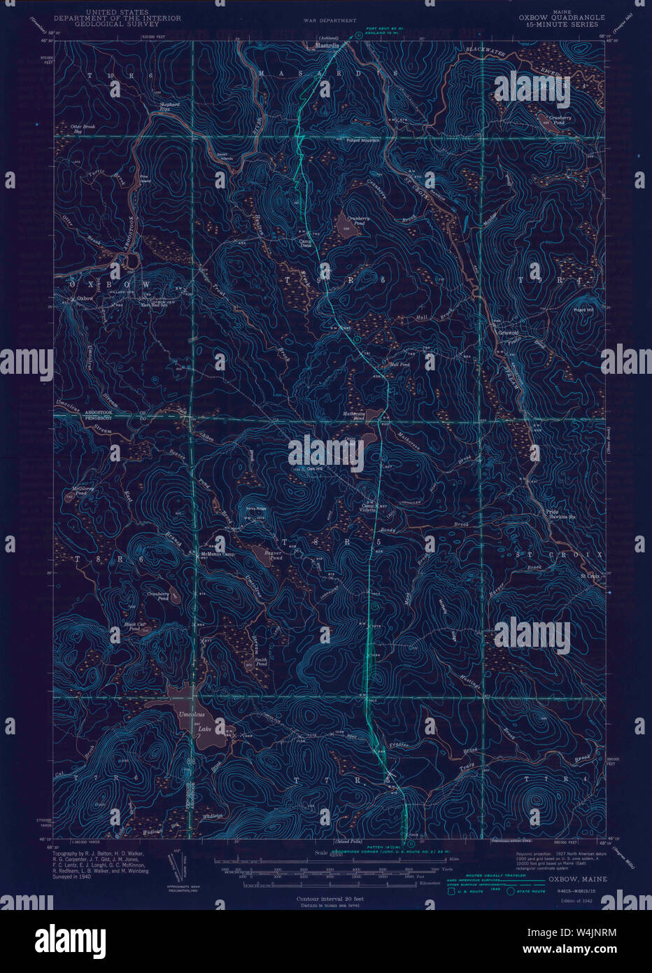 Maine USGS Historical Map Oxbow 306710 1942 62500 Inversion Restoration ...