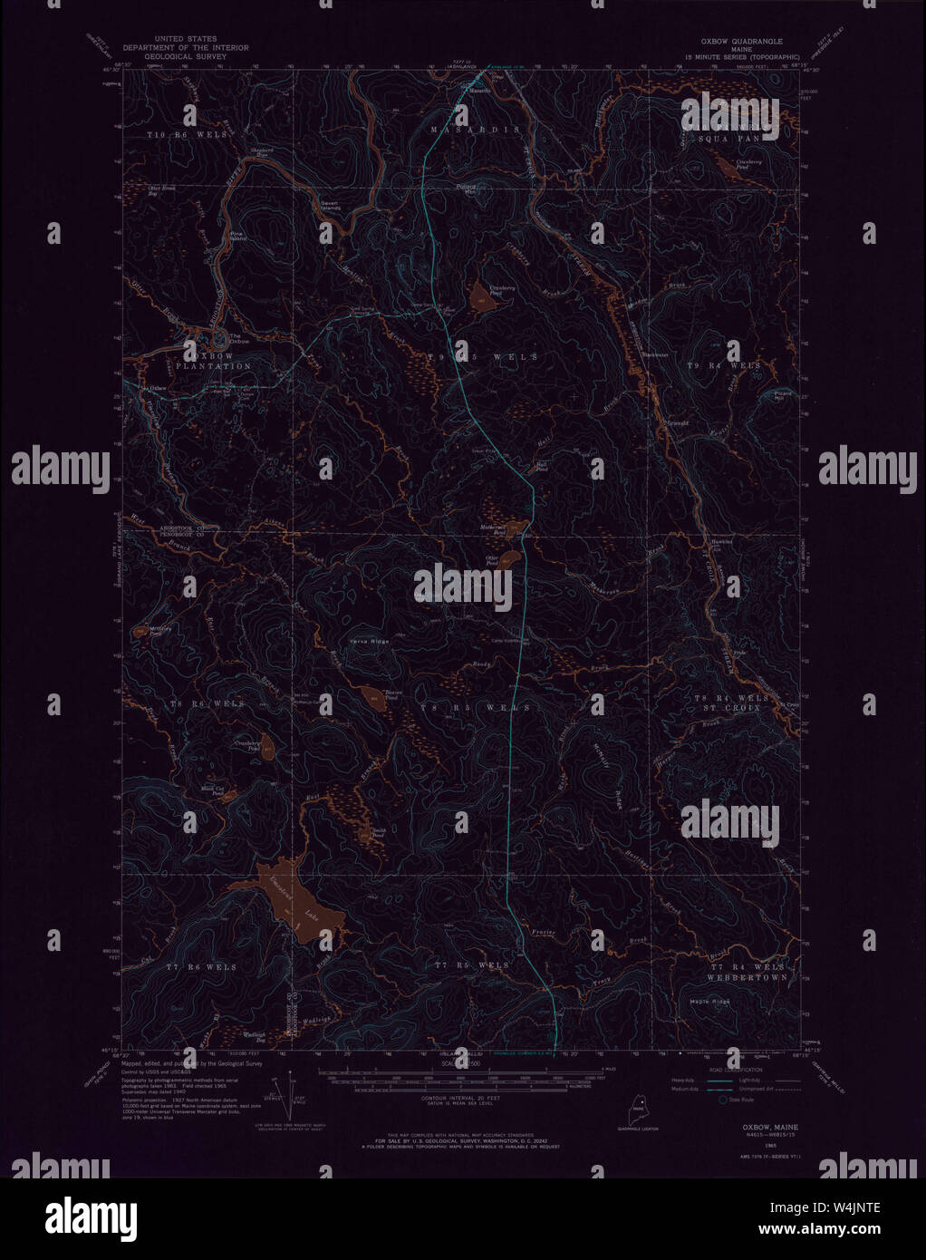 Maine USGS Historical Map Oxbow 306711 1965 62500 Inversion Restoration ...