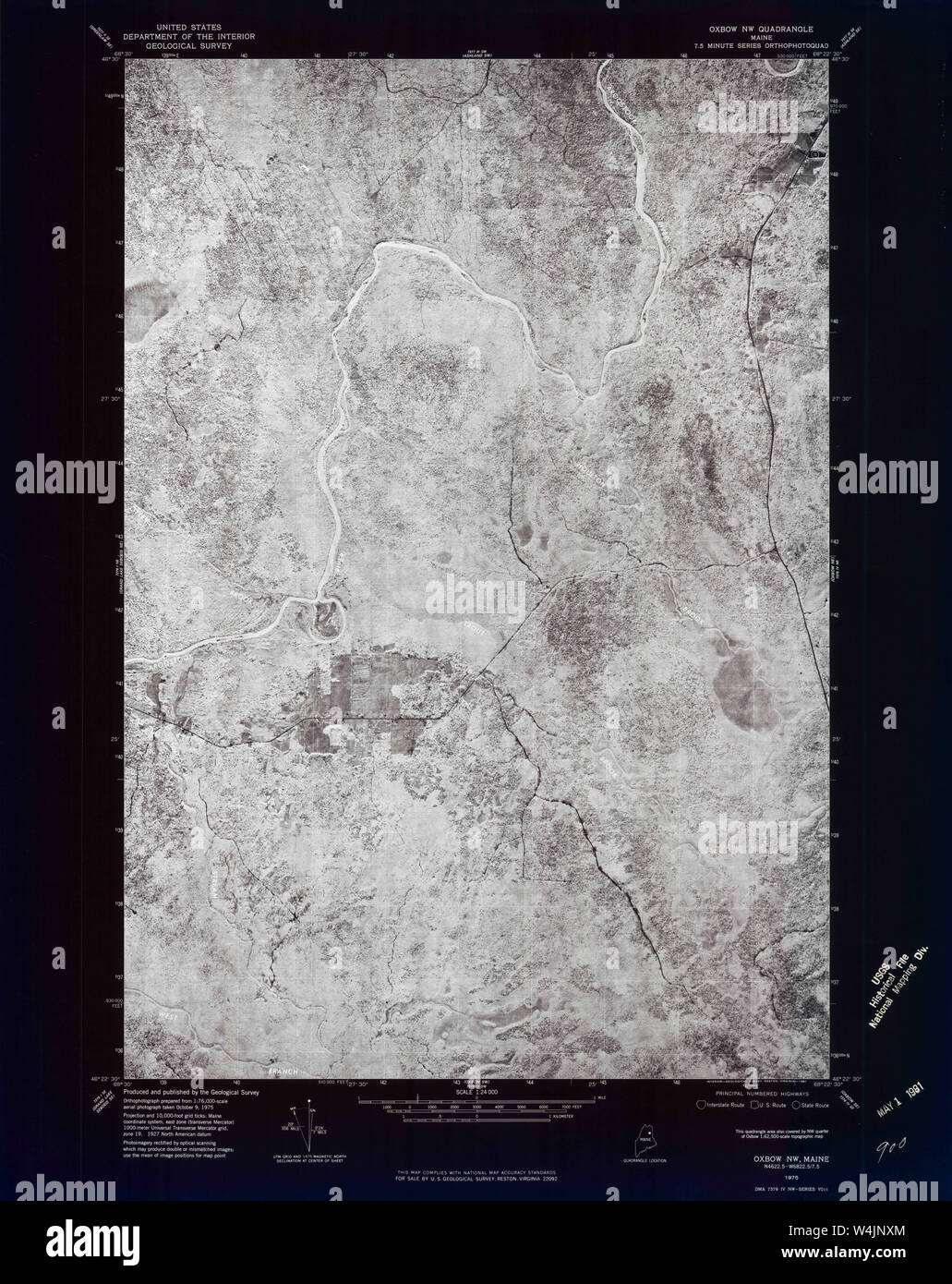 Maine USGS Historical Map Oxbow NW 807007 1975 24000 Inversion ...