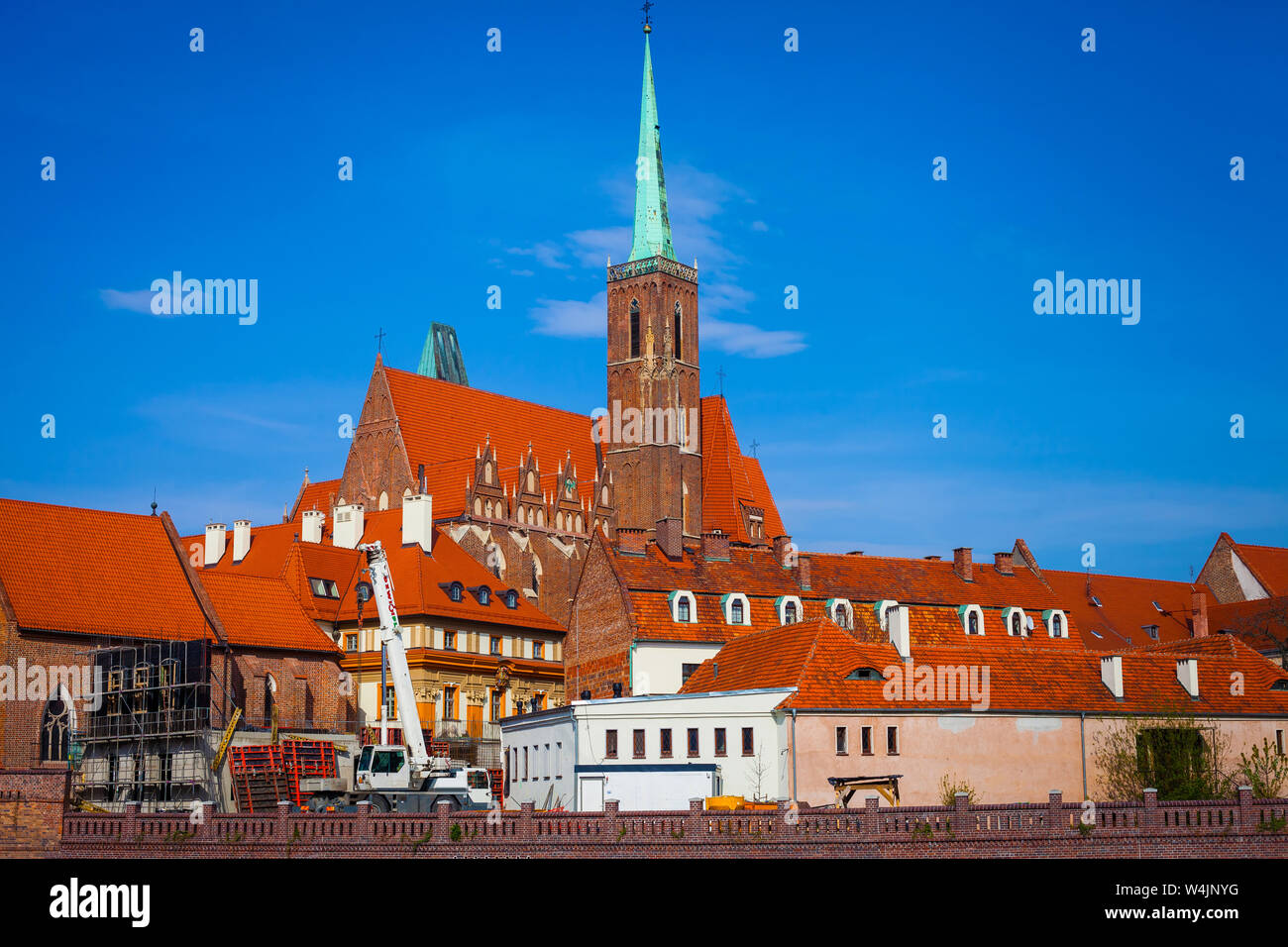 Side view on a Gothic church of the Holy Cross on Ostrow Tumski ...