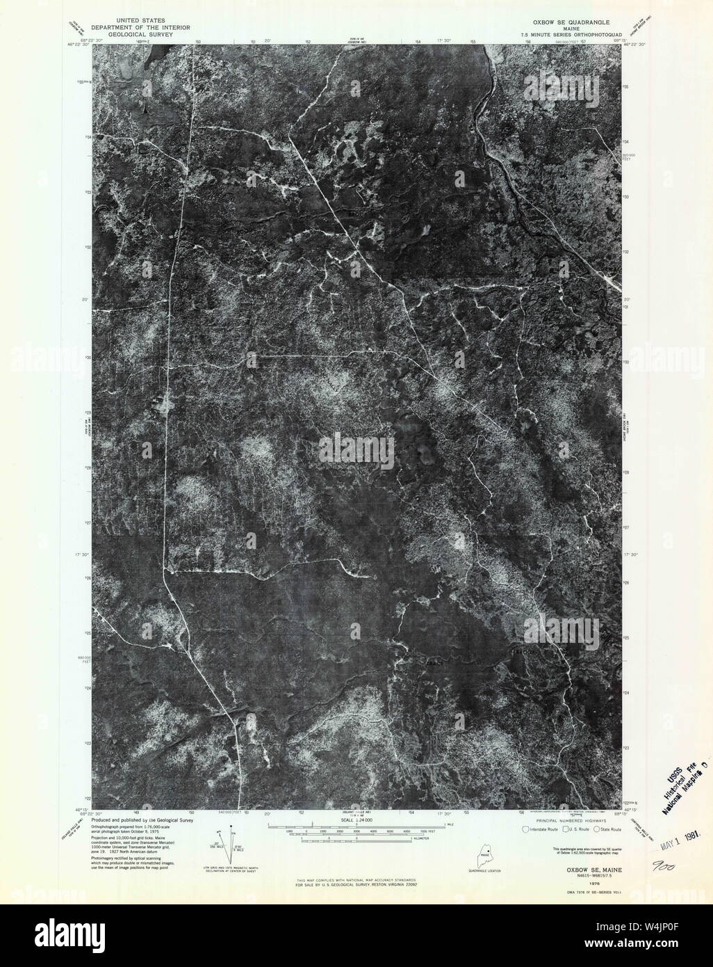 Maine USGS Historical Map Oxbow SE 807008 1975 24000 Restoration Stock ...