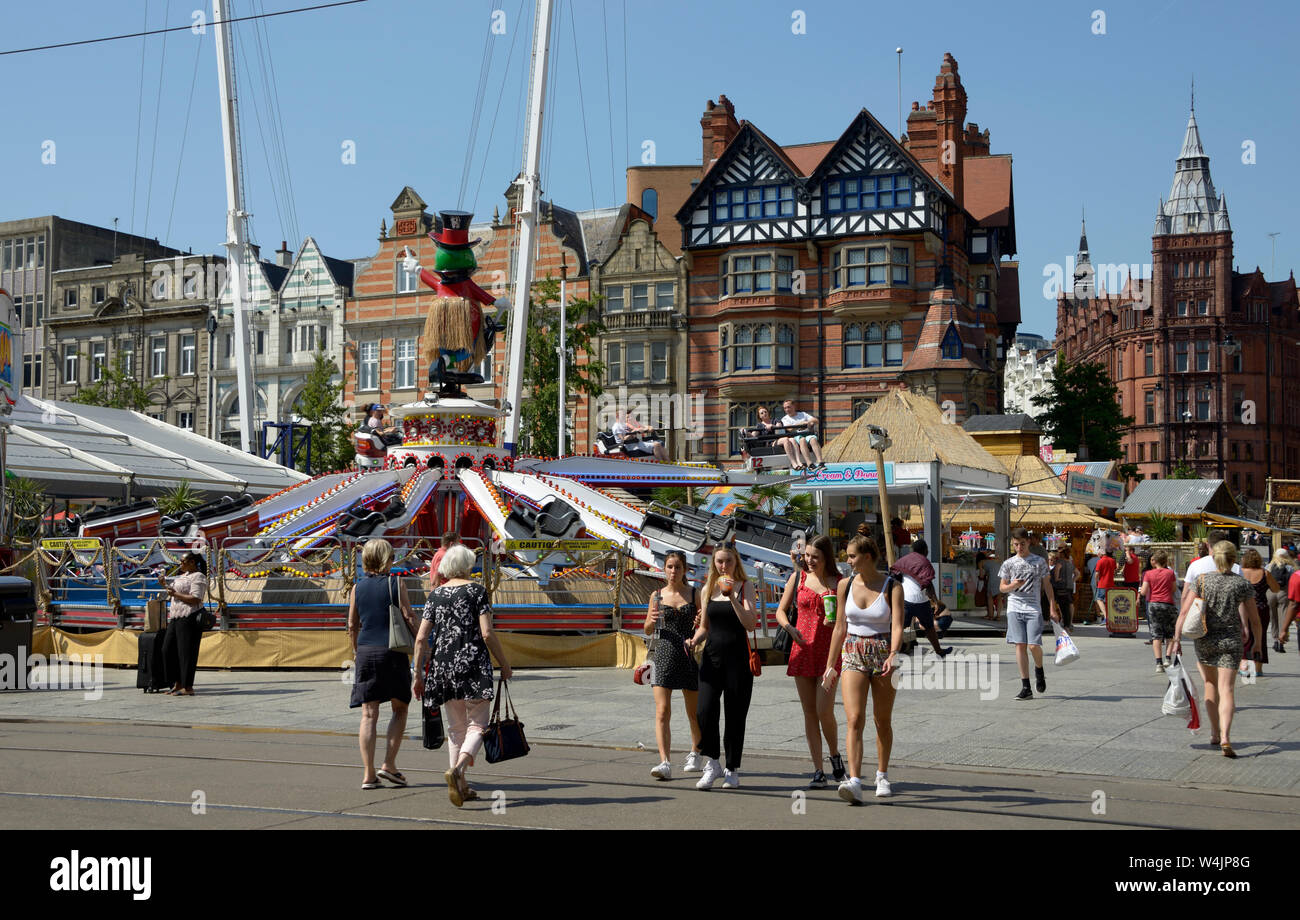 Many people passing summer fair, in Nottingham Stock Photo - Alamy