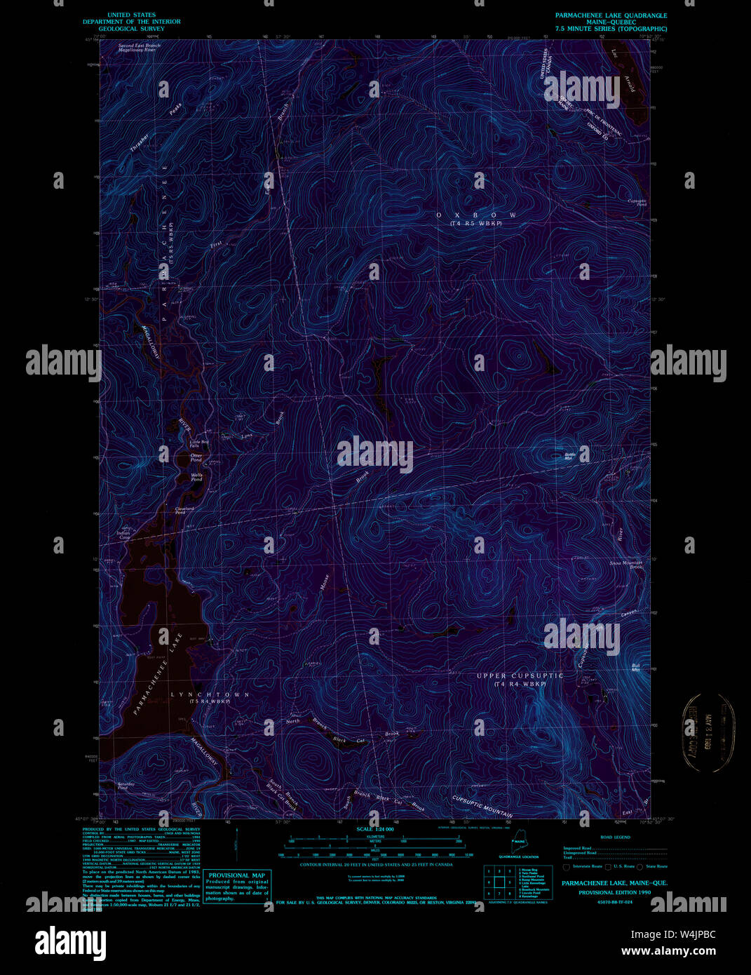 Maine USGS Historical Map Parmachenee Lake 460727 1990 24000 Inversion ...