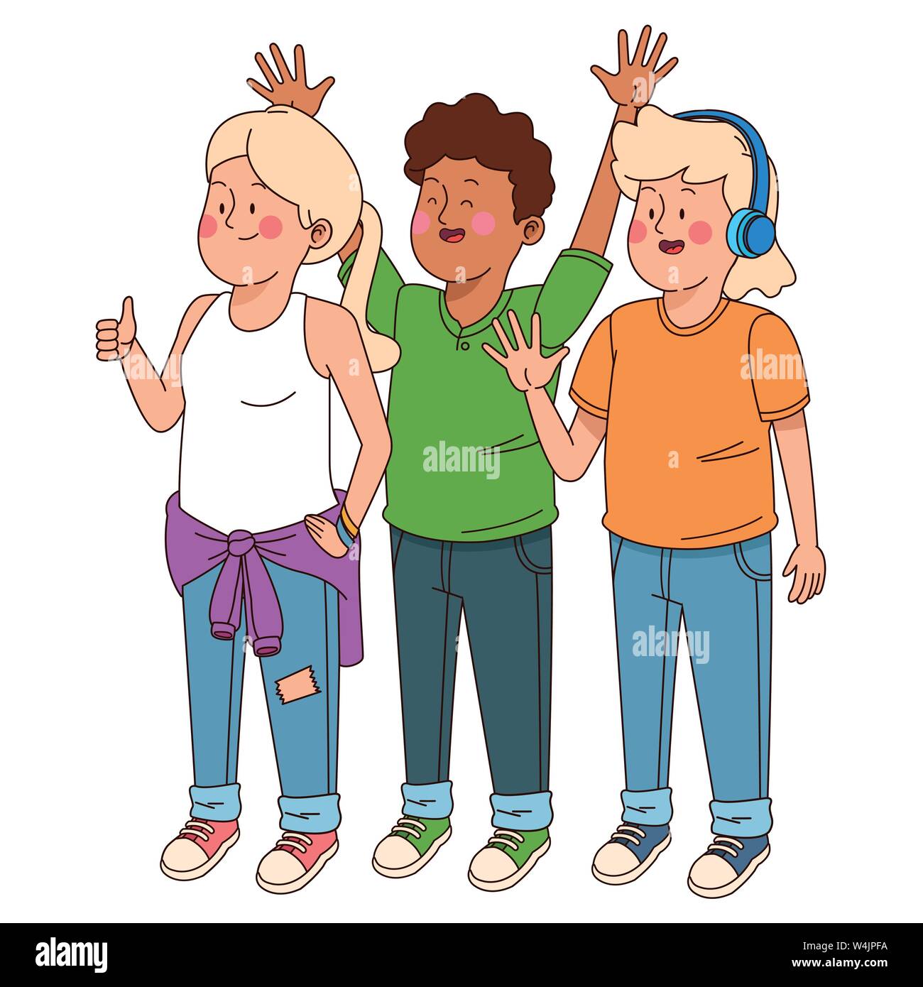 Teenagers friends smiling and greeting Stock Vector Image & Art - Alamy