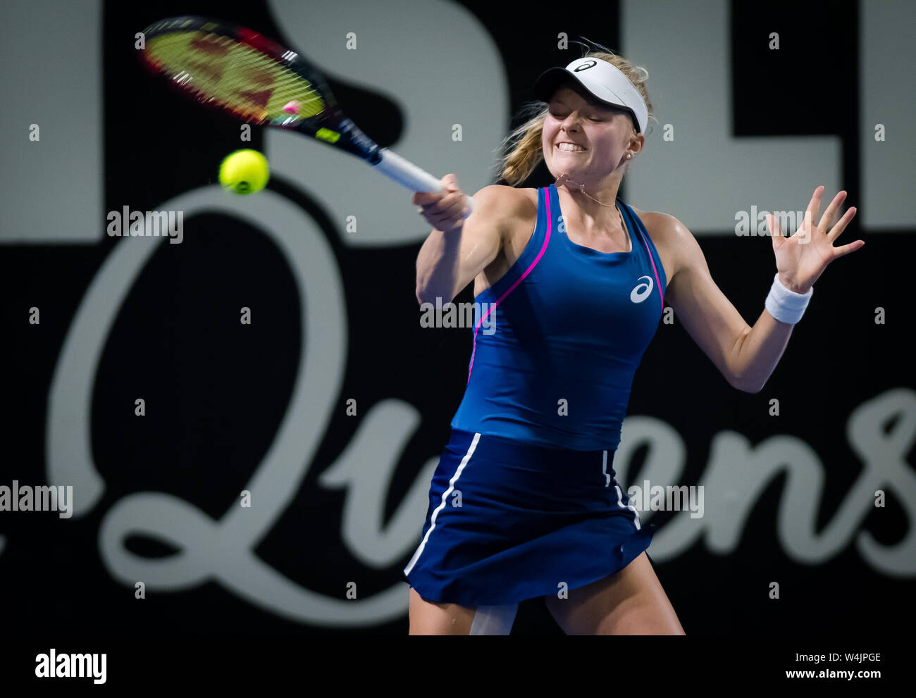 Harriet Dart of Great Britain in action during her first-round match at ...