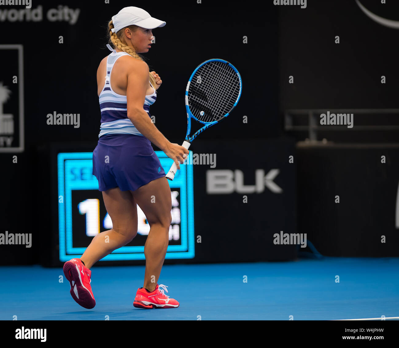 Yulia Putintseva of Kazakhstan in action during her first-round match ...