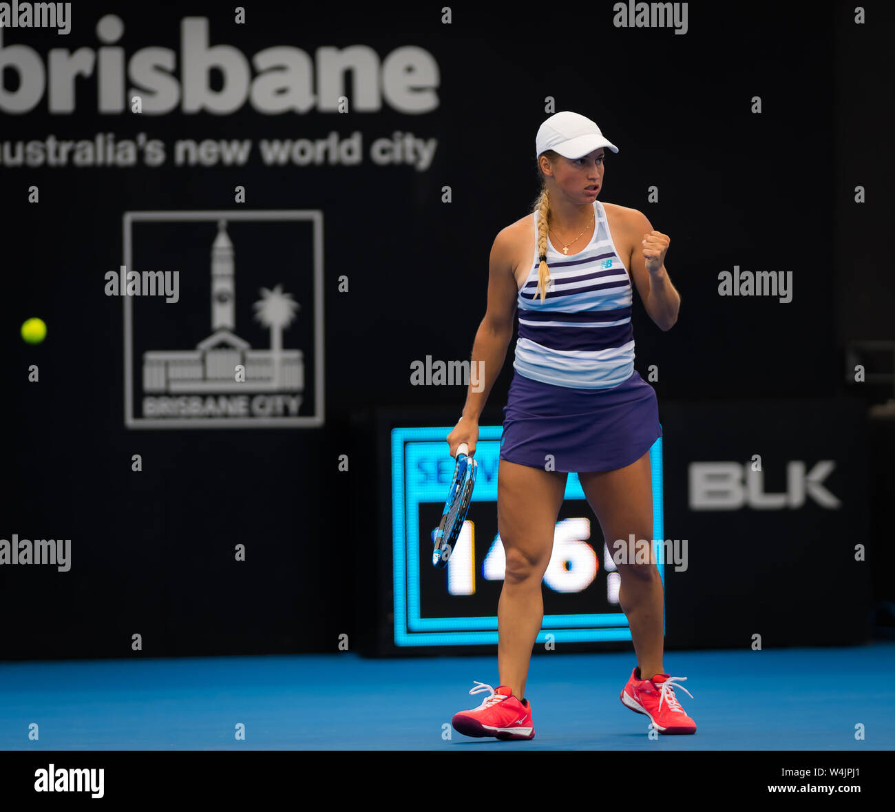 Yulia Putintseva of Kazakhstan in action during her first-round match ...