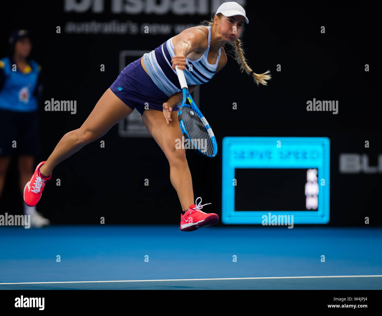 Yulia Putintseva of Kazakhstan in action during her first-round match ...