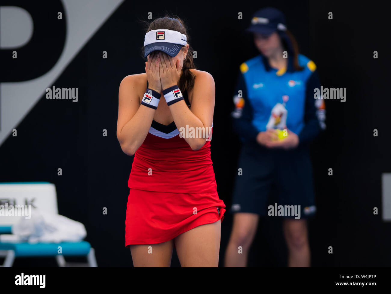 Kimberly Birrell of Australia in action during her first-round match at ...
