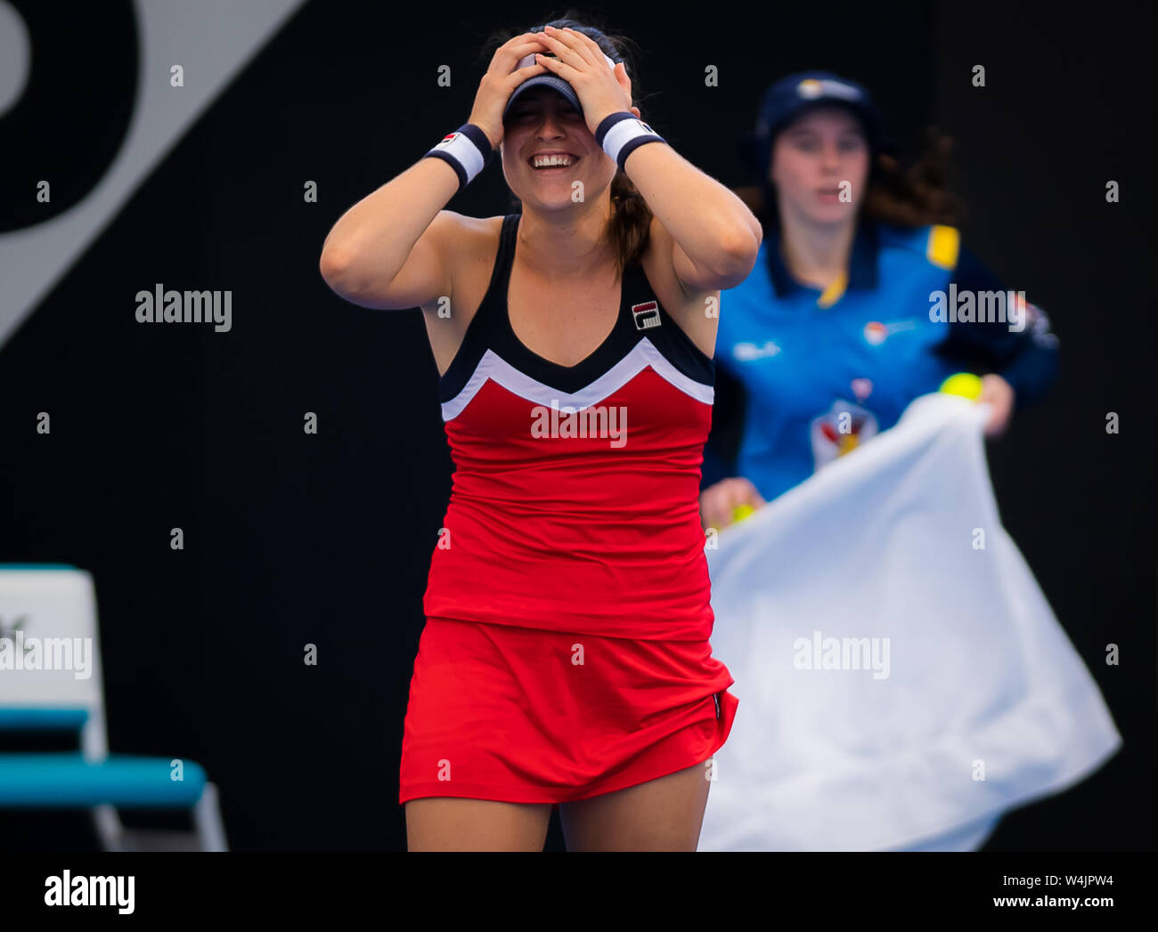 Kimberly Birrell of Australia in action during her first-round match at ...
