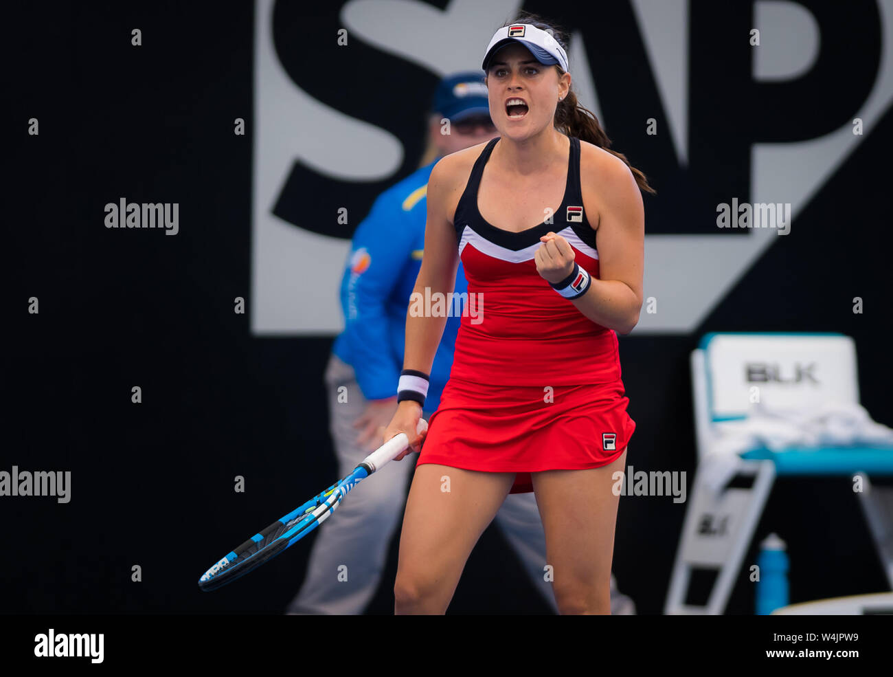 Kimberly Birrell of Australia in action during her first-round match at ...