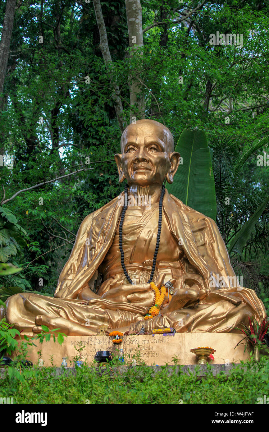 Huge statue of Kruba Srivichai, The Golden Monk, an engineer who ...