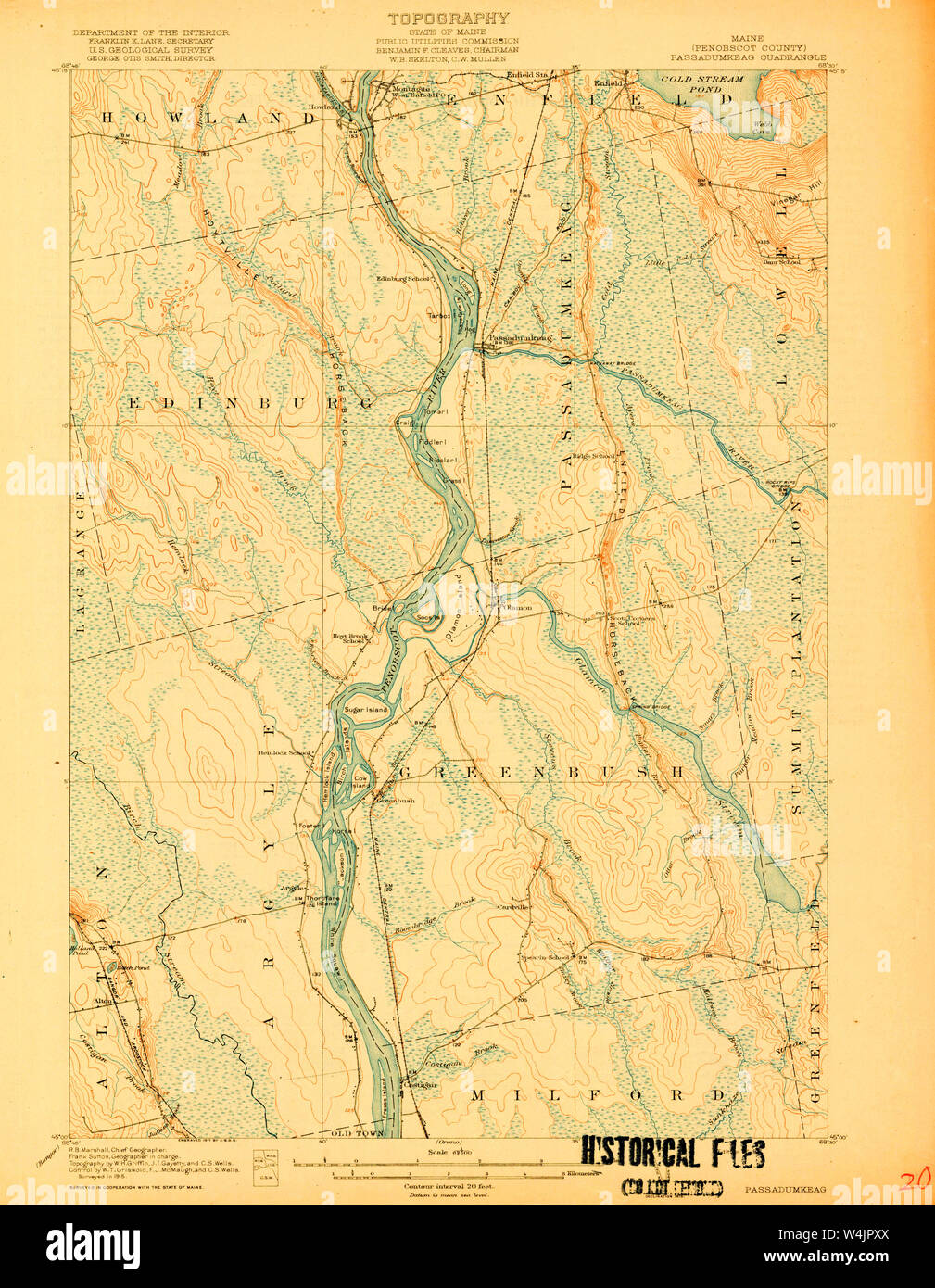 Maine USGS Historical Map Passadumkeag 807610 1917 62500 Restoration ...