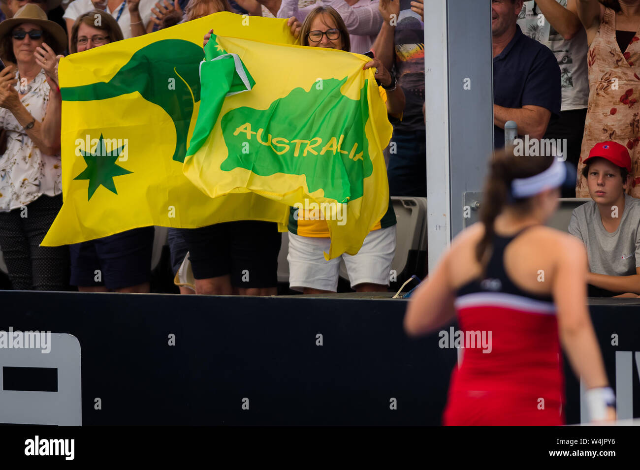 Kimberly Birrell of Australia in action during her first-round match at ...