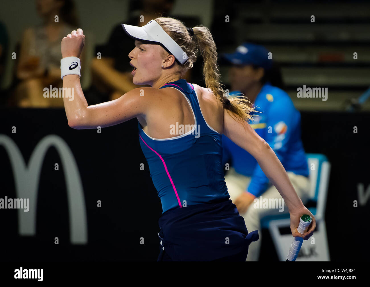 Harriet Dart of Great Britain in action during her first-round match at ...