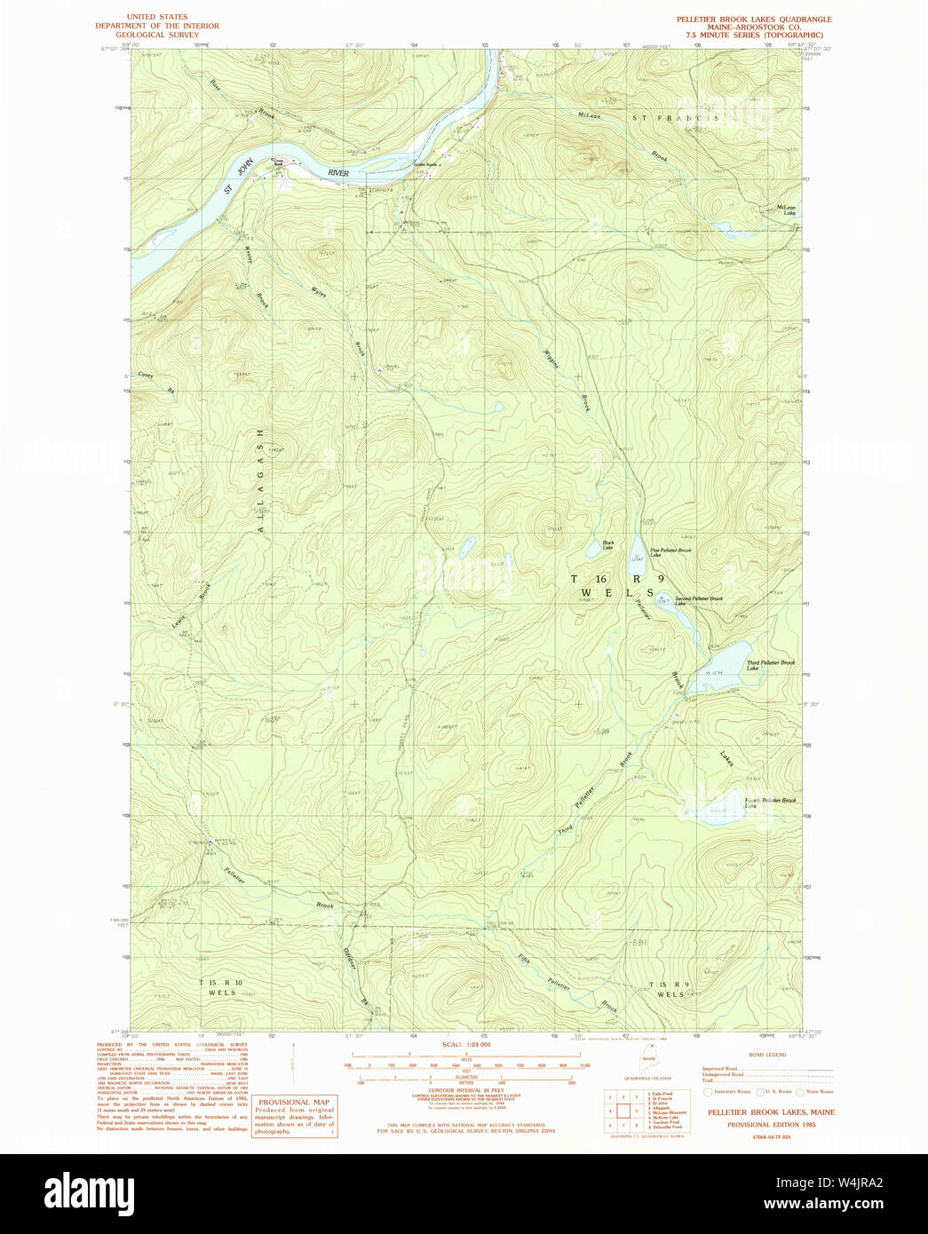 Maine USGS Historical Map Pelletier Brook Lakes 102865 1985 24000 ...