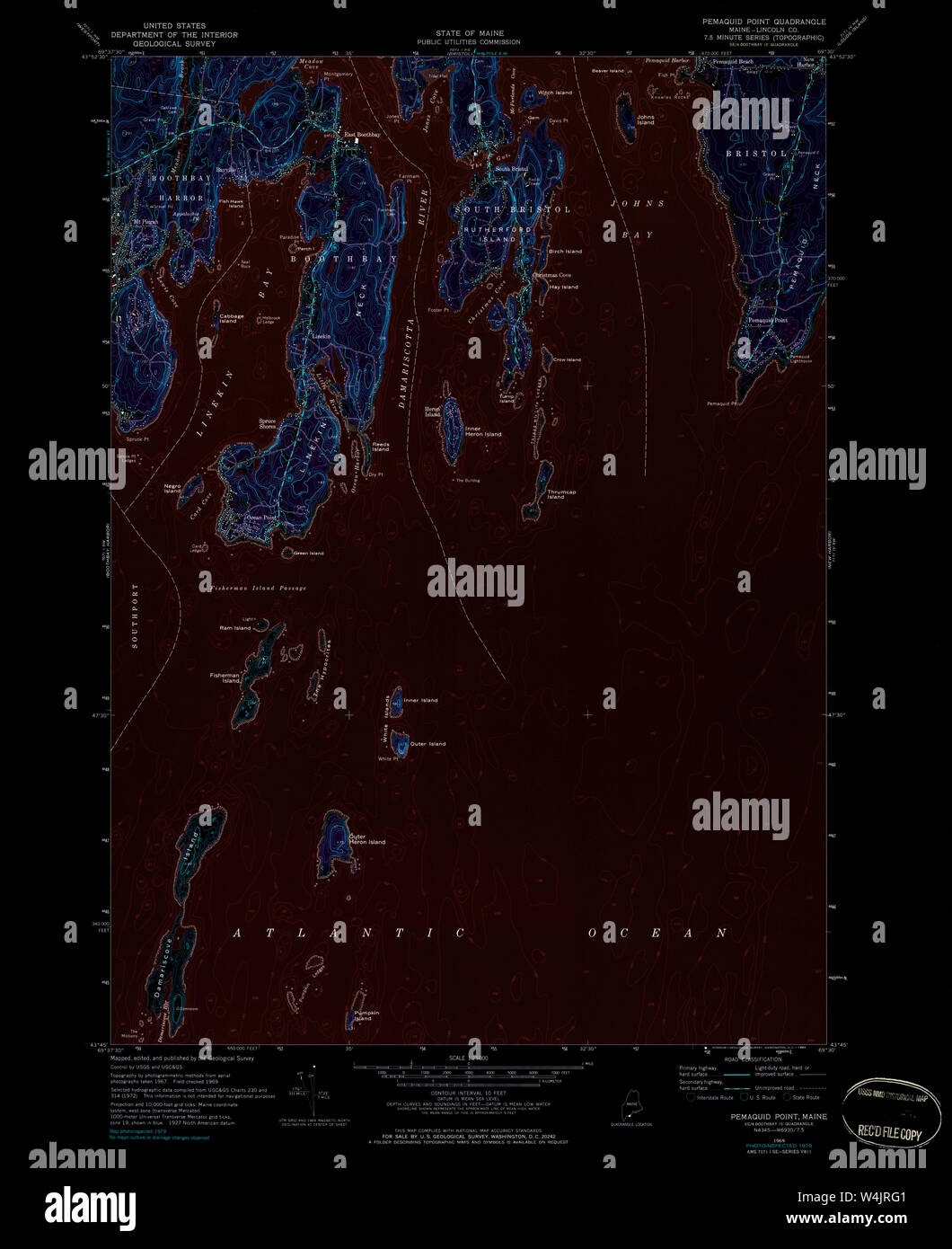 Maine USGS Historical Map Pemaquid Point 460733 1969 24000 Inversion ...