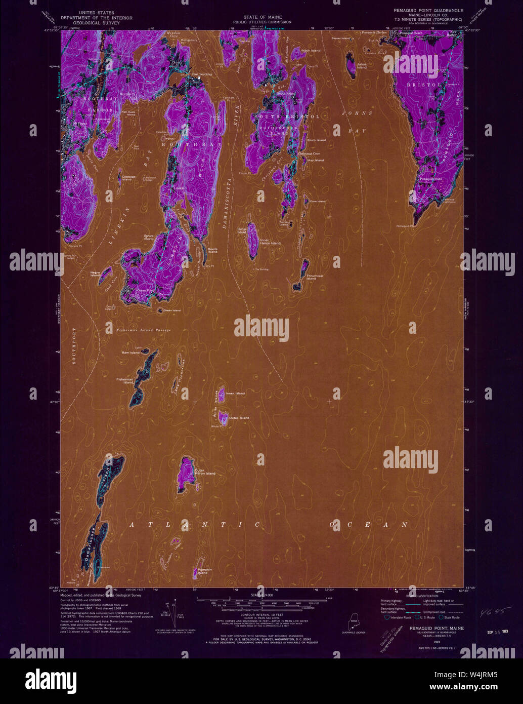 Maine USGS Historical Map Pemaquid Point 807018 1969 24000 Inversion ...