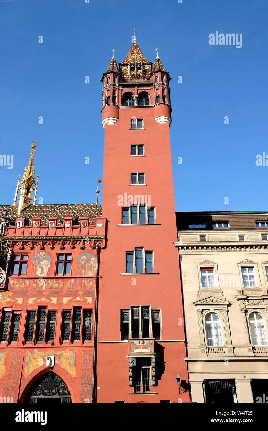 A view of the tower of Basel town hall, Switzerland Stock Photo - Alamy
