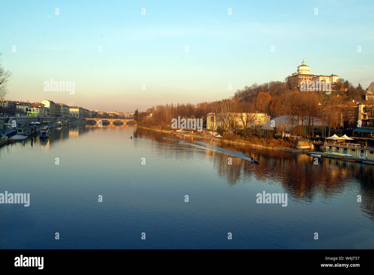 Turin, Piedmont, Italy the Po river that flows into the city Stock ...