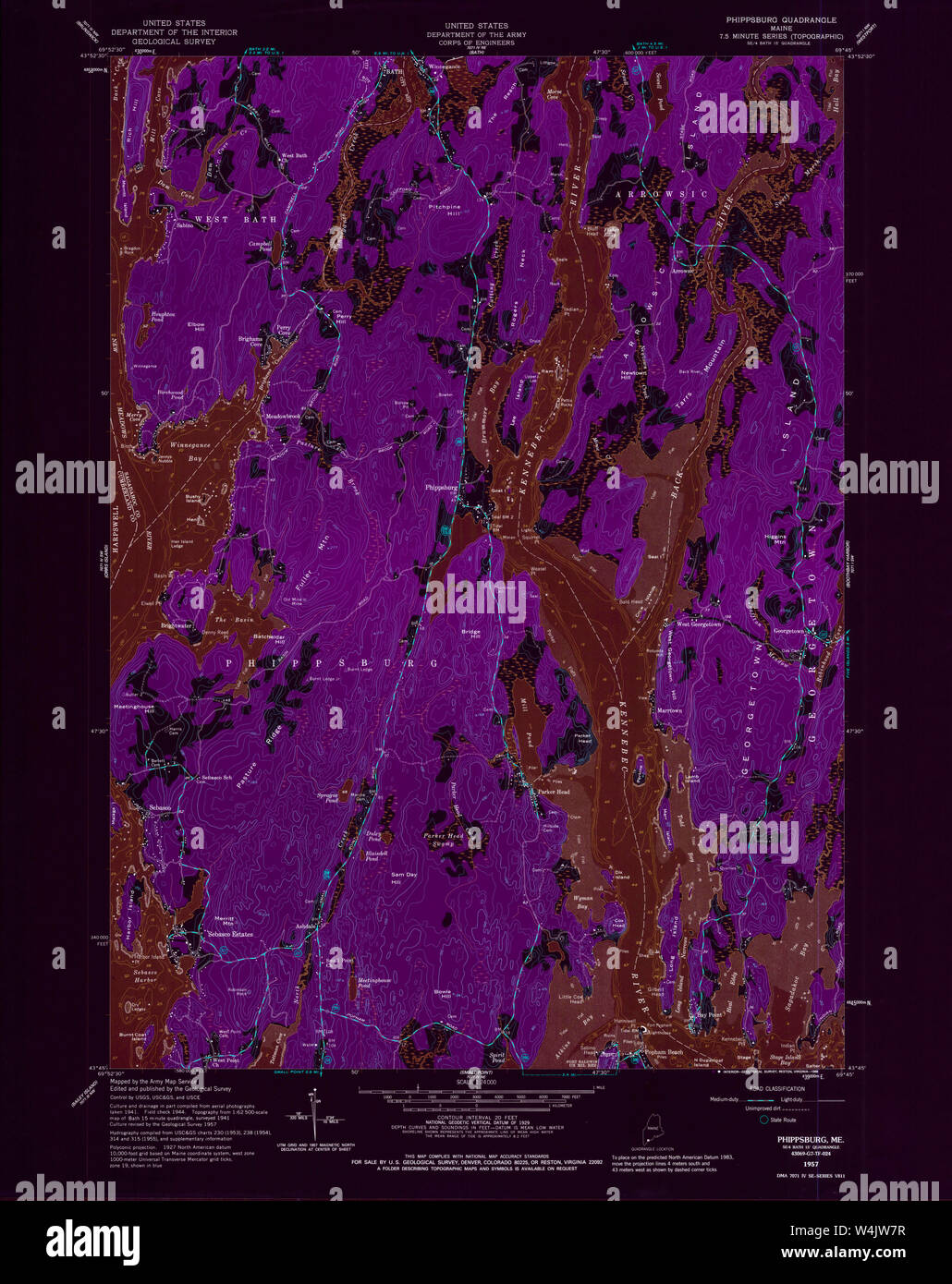 Maine USGS Historical Map Phippsburg 808172 1957 24000 Inversion ...