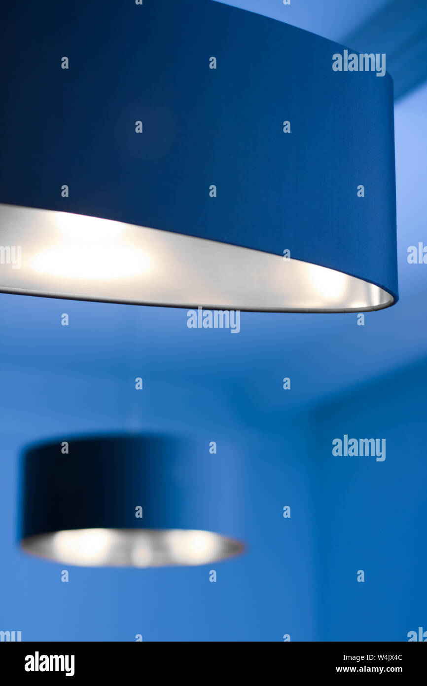 Interior design, indoor lamps and electricity concept - Silver lamp in ...