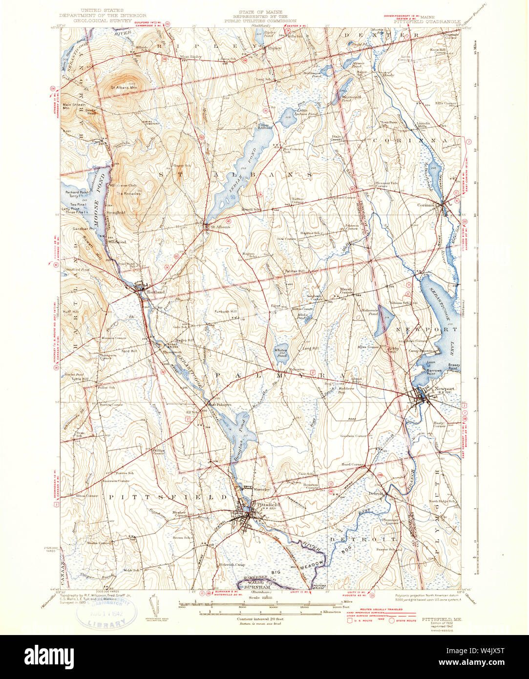 Maine USGS Historical Map Pittsfield 461063 1932 62500 Restoration ...