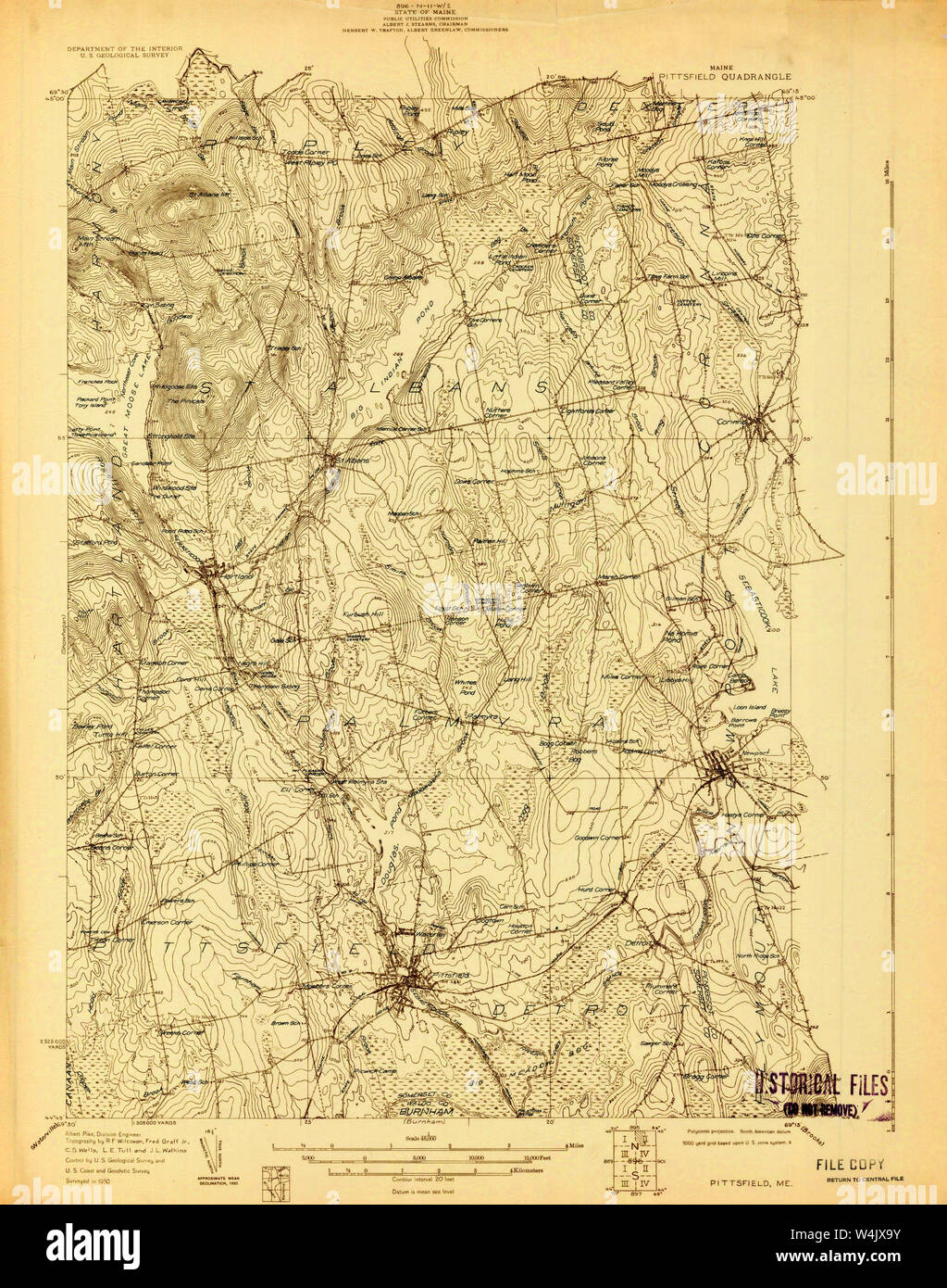 Maine USGS Historical Map Pittsfield 807627 1930 48000 Restoration ...