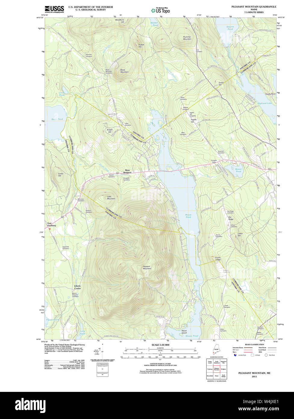 Maine USGS Historical Map Pleasant Mountain 20110902 TM Restoration ...