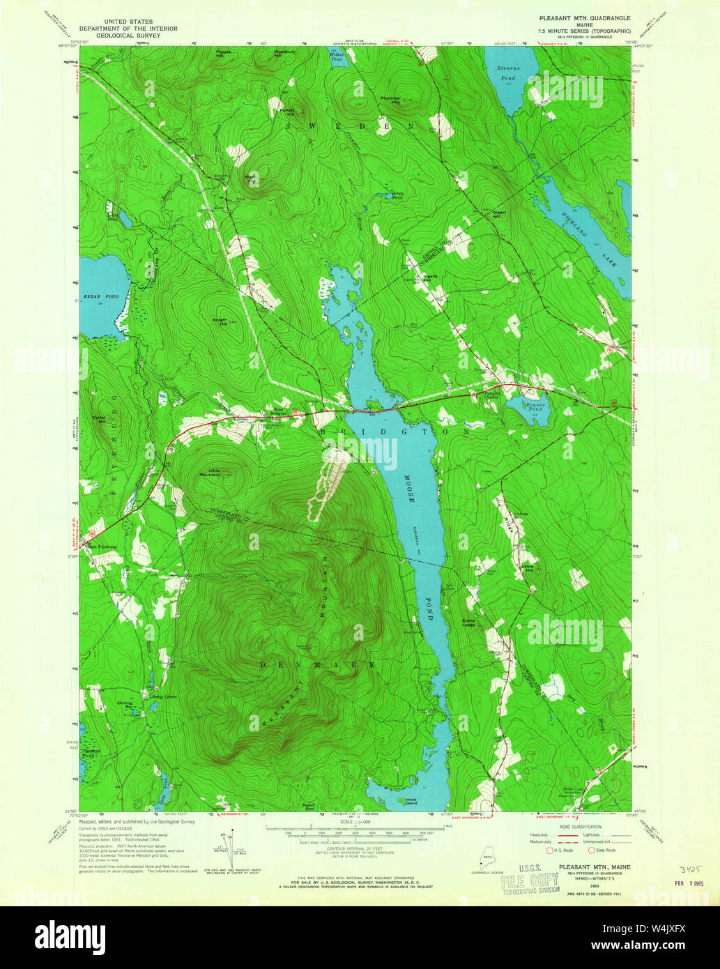 Maine USGS Historical Map Pleasant Mtn 807038 1963 24000 Restoration ...