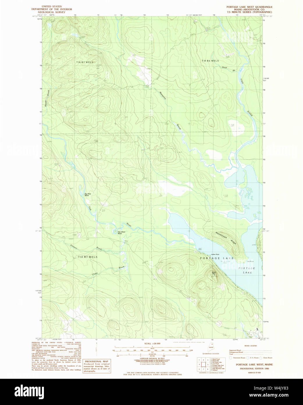 Maine USGS Historical Map Portage Lake West 102892 1986 24000 ...