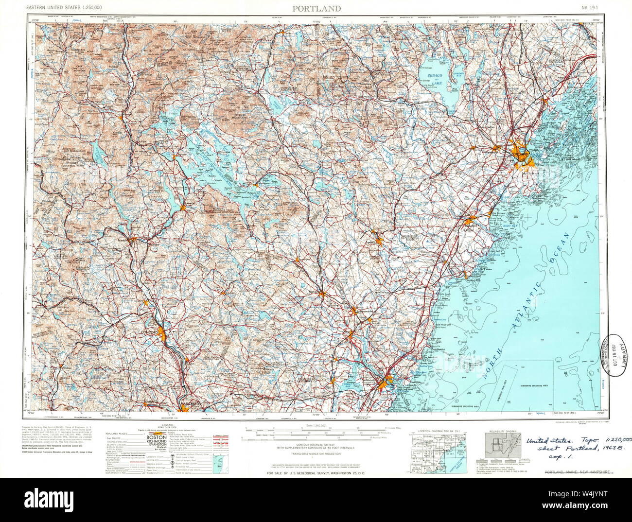 Maine USGS Historical Map Portland 460769 1963 250000 Restoration Stock ...